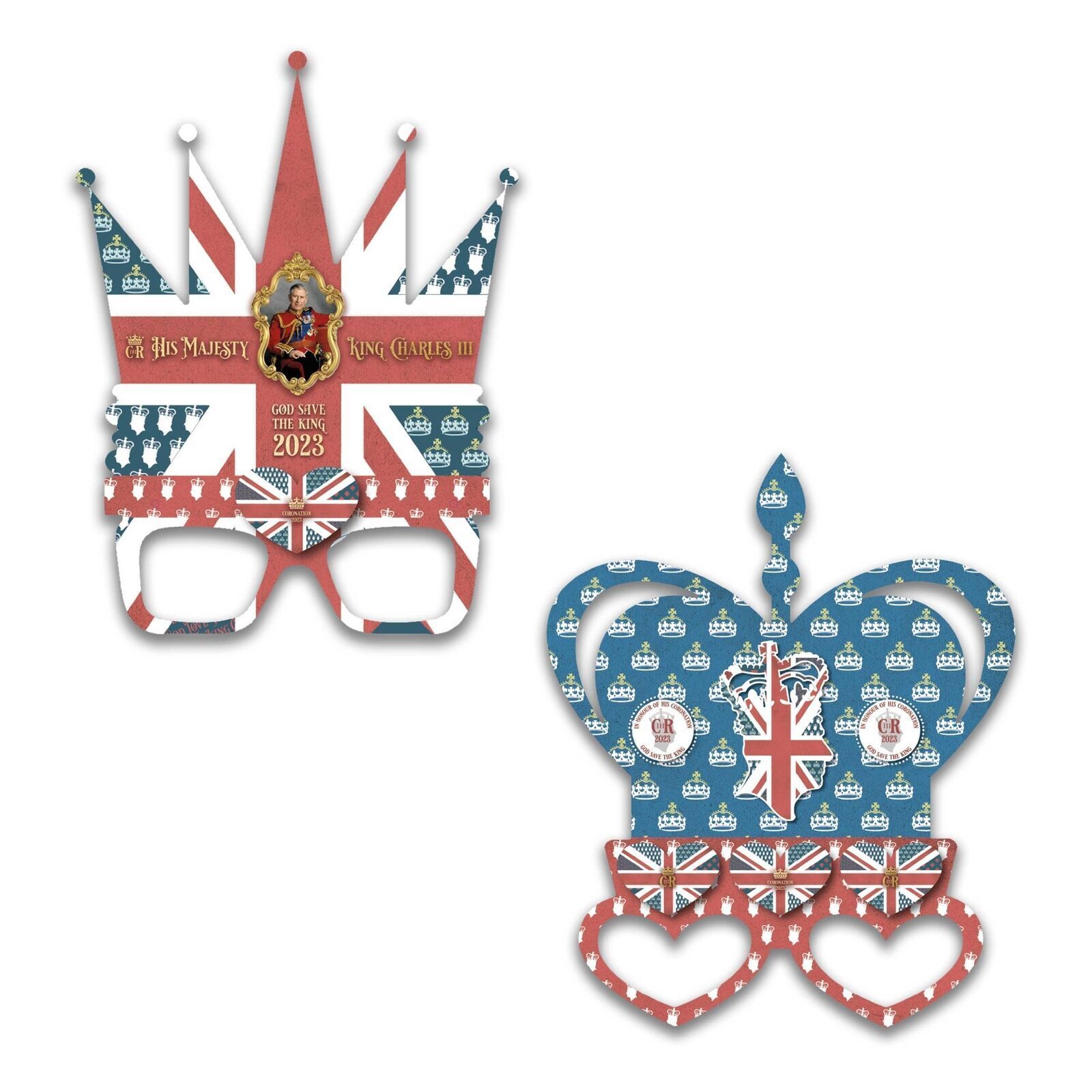 Coronation "His Majesty King Charles III" Vintage Style Paper Masks Pa ...